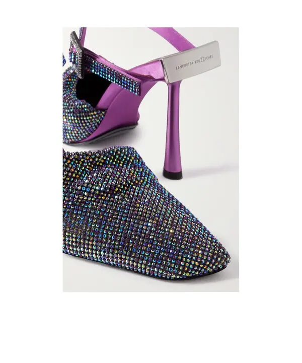 Benedetta Bruzziches Crystal-embellished Silk-satin And Leather Pumps