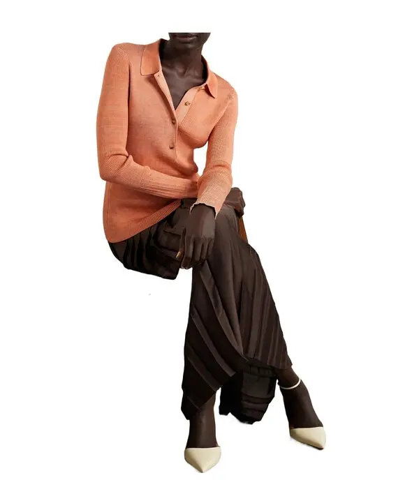 Partow Ribbed Silk And Cotton-blend Polo Sweater
