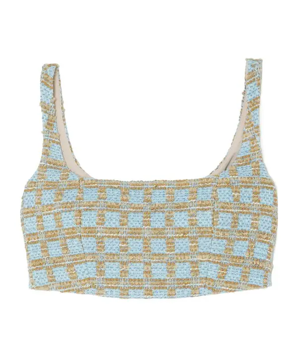 EMILIA WICKSTEAD Lucilia Cropped Checked Bouclé Top
