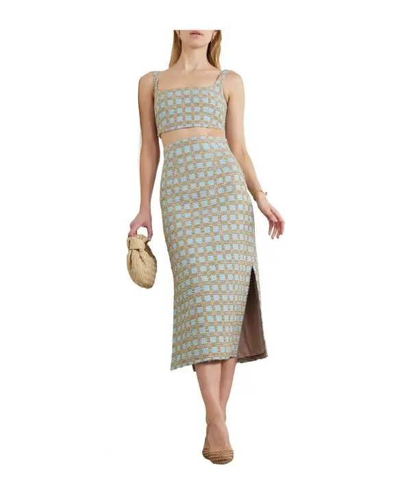 EMILIA WICKSTEAD Lucilia Cropped Checked Bouclé Top