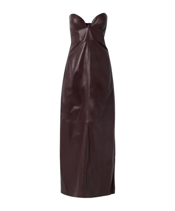 Dodo Bar Or Strapless Leather Maxi Dress