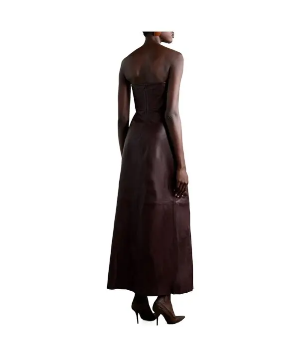 Dodo Bar Or Strapless Leather Maxi Dress