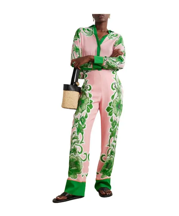 Borgo De Nor Floral-print Crepe Straight-leg Pants