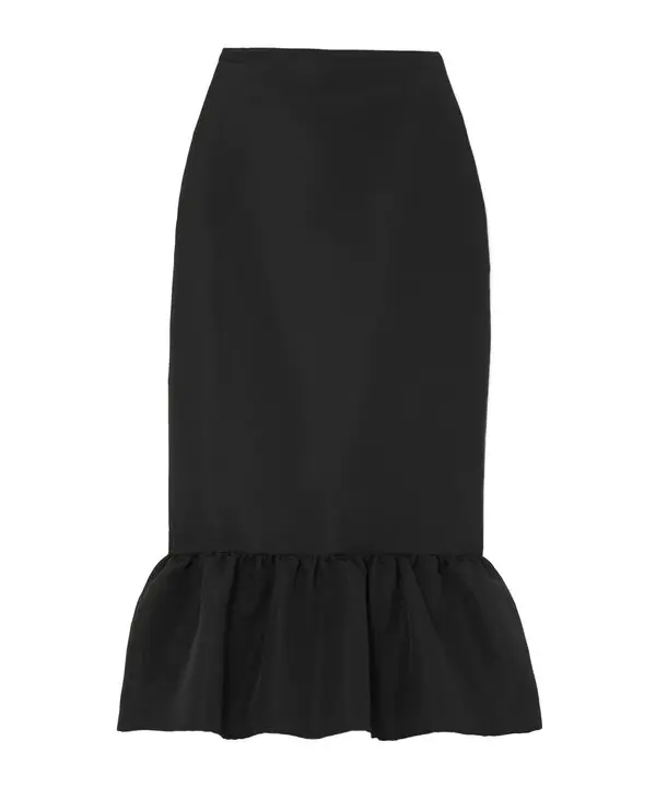 Brandon Maxwell Ruffled Silk-twill Midi Skirt