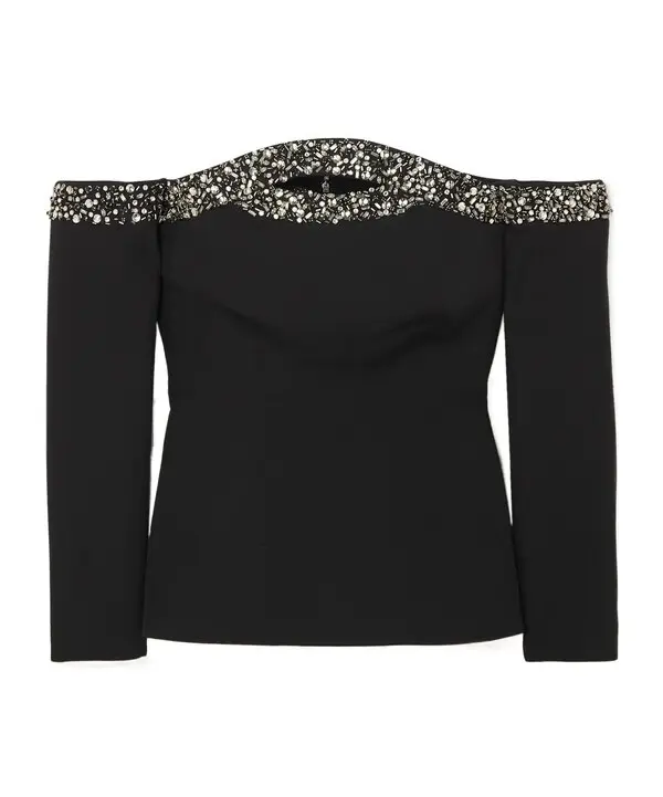 Safiyaa Off-the-shoulder Embellished Crepe Top