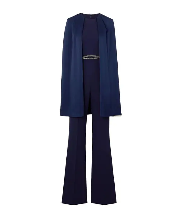 SAFIYAA LONDON Aisling Embellished Jumpsuit With Cape Effect - No