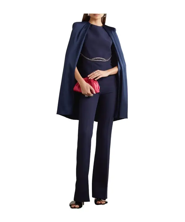 SAFIYAA LONDON Aisling Embellished Jumpsuit With Cape Effect