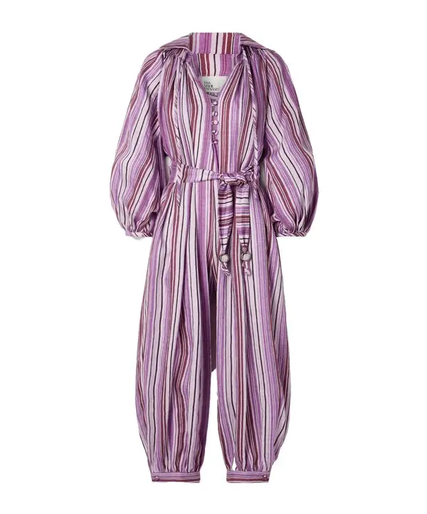 Lisa Marie Fernandez Belted Cropped Striped Linen-blend Jumpsuit - No