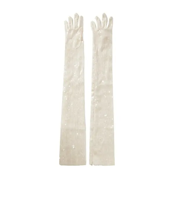 Safiyaa Sequined Satin Gloves - No