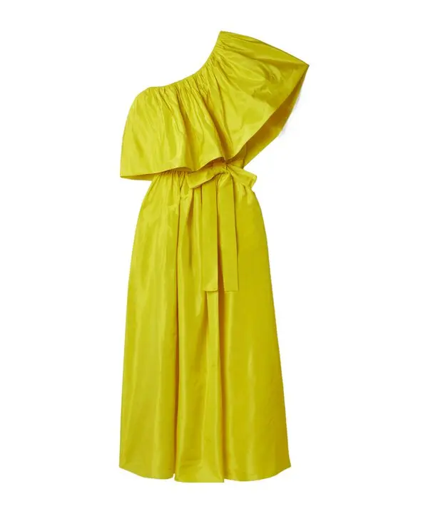 Adam Lippes One-shoulder Ruffled Midi Dress
