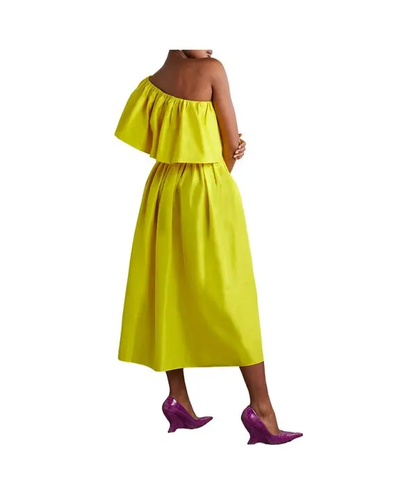 Adam Lippes One-shoulder Ruffled Midi Dress