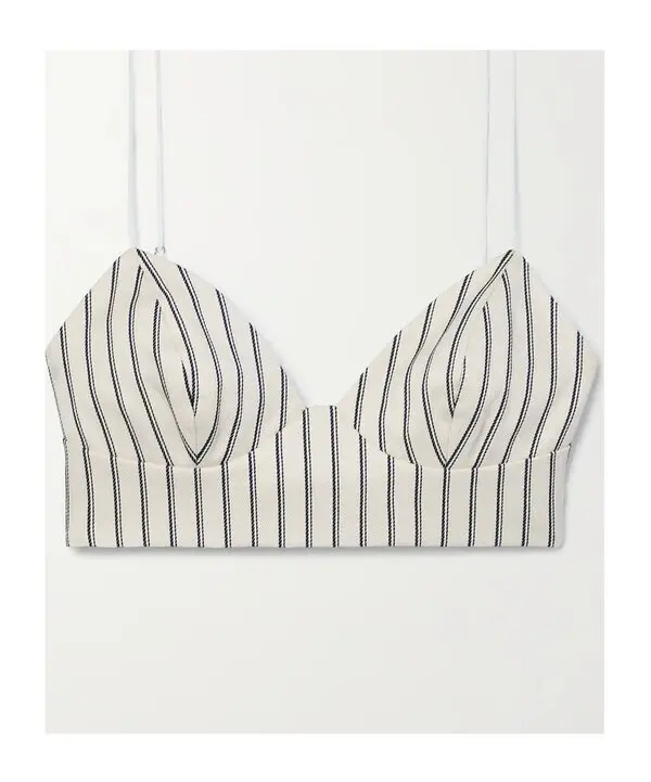Adam Lippes Striped Cotton-twill Bralette