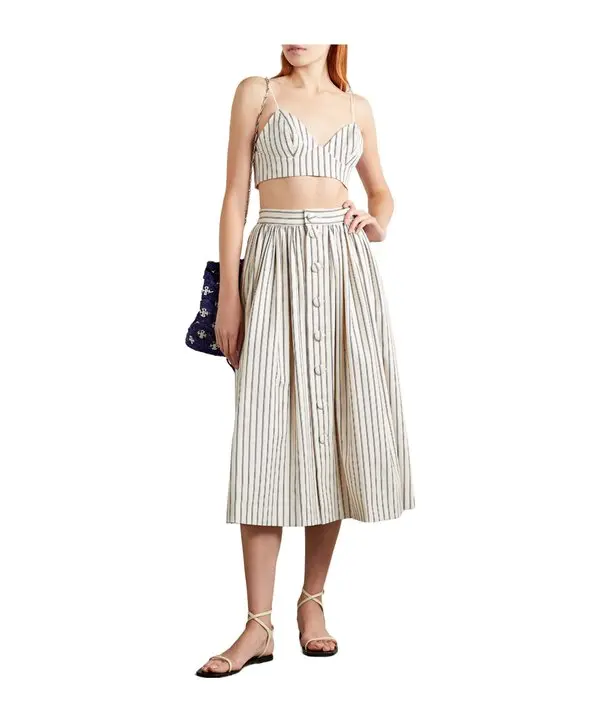 Adam Lippes Striped Cotton-twill Bralette