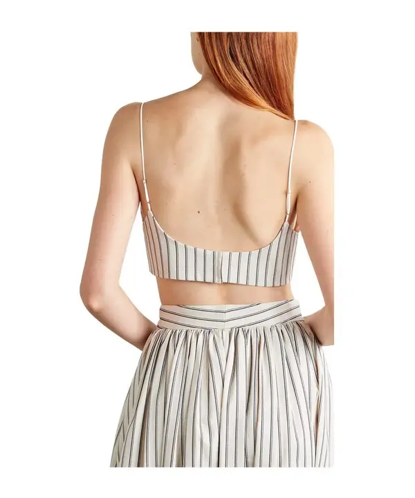 Adam Lippes Striped Cotton-twill Bralette