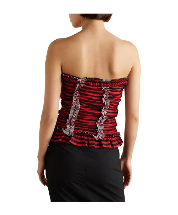 MOLLY GODDARD Tracey Strapless Ruffled Striped Tulle Top