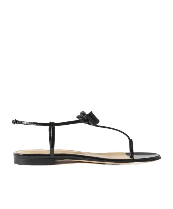MACHMACH Crystal And Bow-embellished Patent-leather Sandals