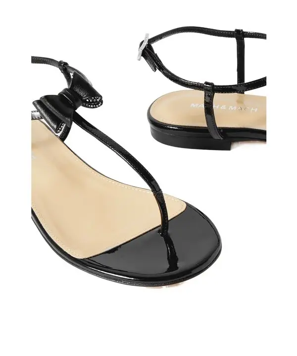 MACHMACH Crystal And Bow-embellished Patent-leather Sandals