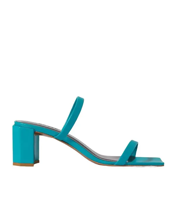 By Far Glossed Leather Mules