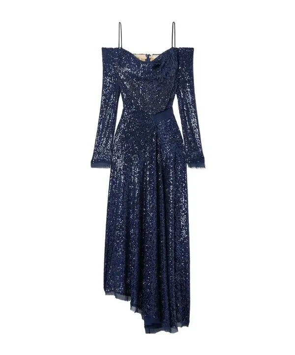 JASON WU Cold-shoulder Sequined Chiffon Maxi Dress