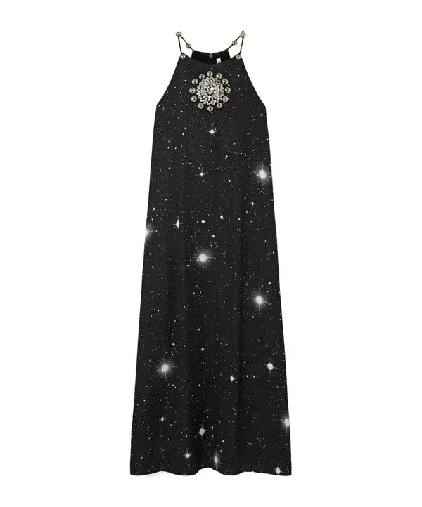 CHRISTOPHER KANE Embellished Printed Crepe Midi Dress