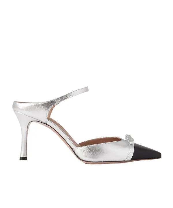 MALONE SOULIERS Two-tone Metallic Leather Mules With Bow Detailing - No
