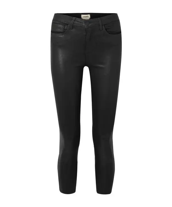L'Agence Cropped Coated High-rise Skinny Jeans