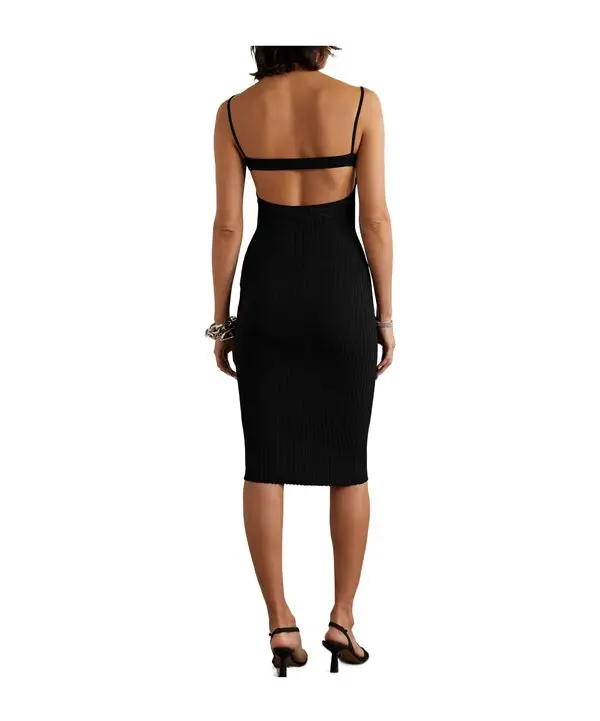ANDREĀDAMO Cutout Open-knit And Ribbed-knit Dress
