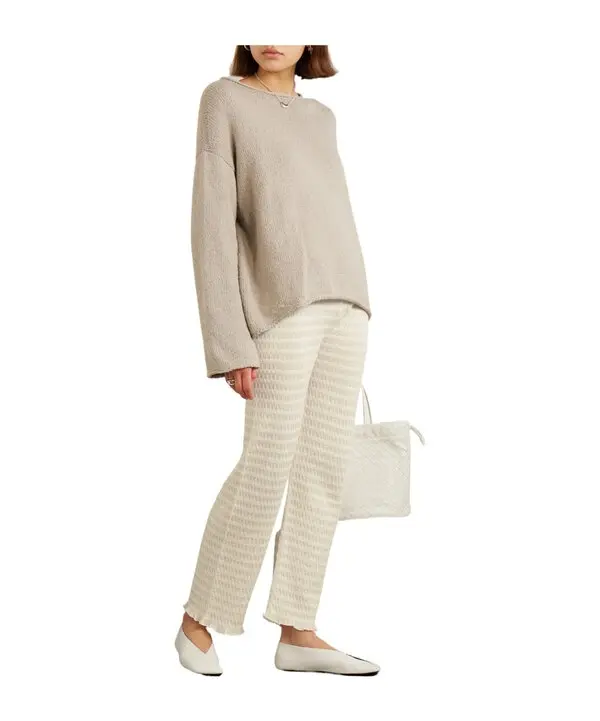 LAUREN MANOOGIAN Smocked Textured Flared Pants