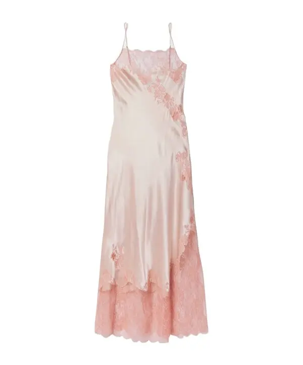 Carine Gilson Lace-trimmed Satin Nightgown