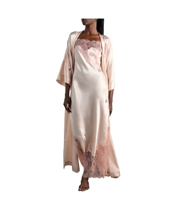 Carine Gilson Lace-trimmed Satin Nightgown
