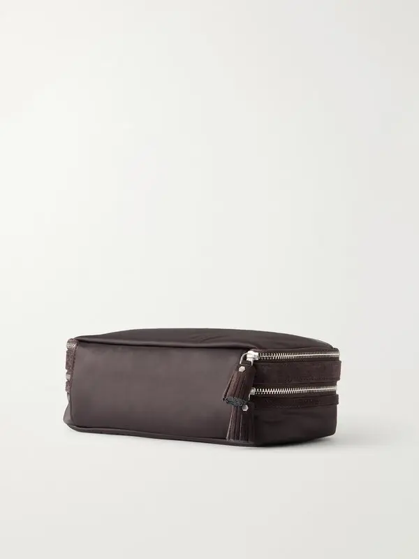ANYA HINDMARCH Suede-trimmed Shell Cosmetics Case - Brown