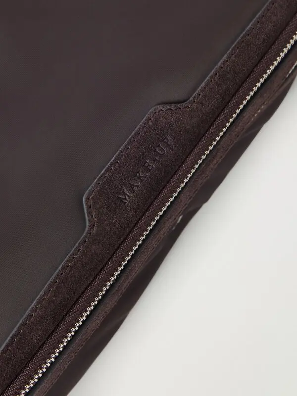 ANYA HINDMARCH Suede-trimmed Shell Cosmetics Case - Brown