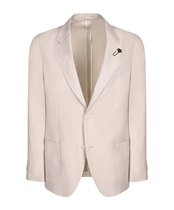 LARDINI Single-breasted Floral Brooch Blazer