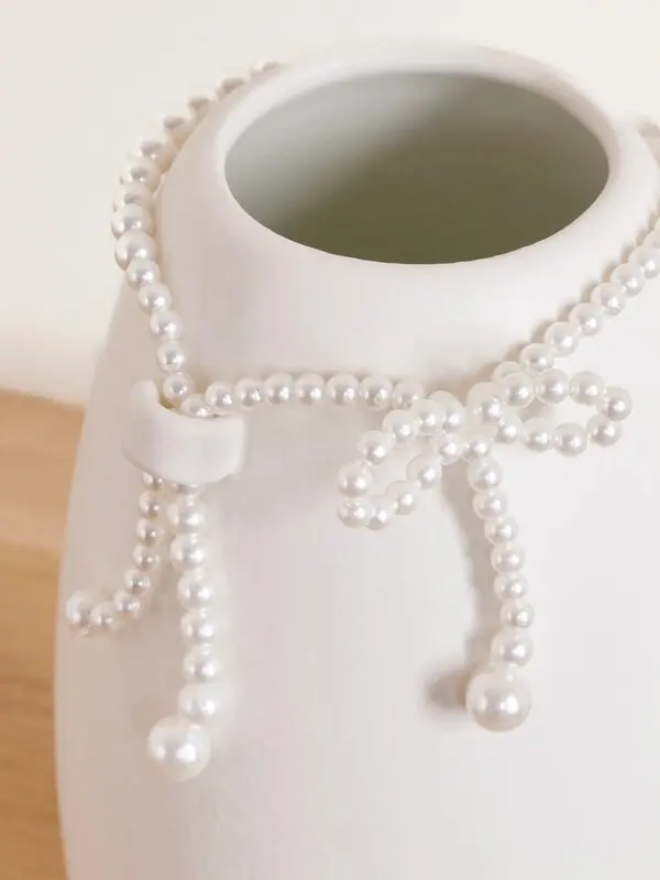 Completedworks Pearl-effect Bead-embellished Ceramic Vase