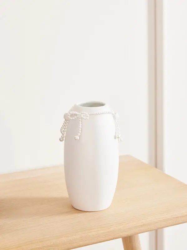 Completedworks Pearl-effect Bead-embellished Ceramic Vase - White