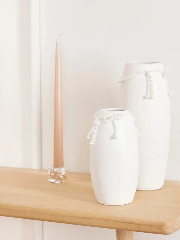 Completedworks Pearl-effect Bead-embellished Ceramic Vase