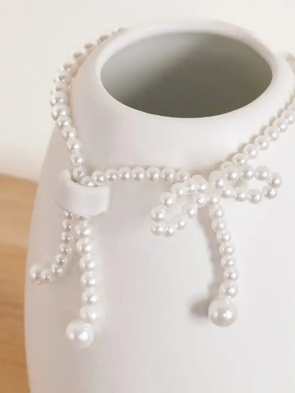 Completedworks Pearl-effect Bead-embellished Ceramic Vase