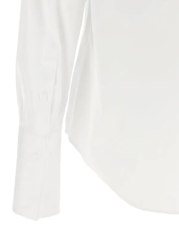 Fendi Long Sleeve Slim-fit Poplin Shirt With Mandarin Collar - White