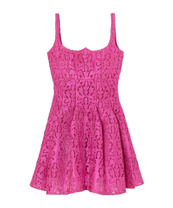 EMILIA WICKSTEAD Pleated Embossed Mini Dress
