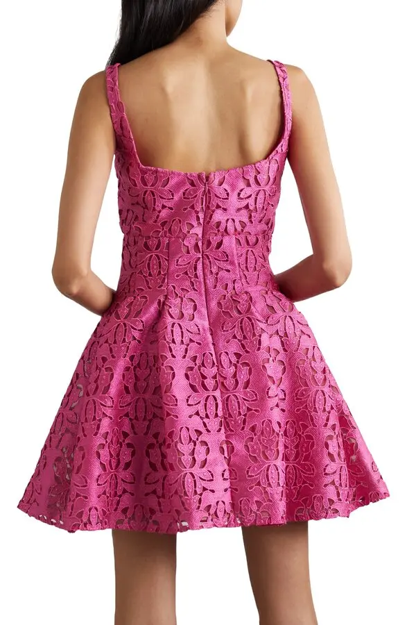 EMILIA WICKSTEAD Pleated Embossed Mini Dress