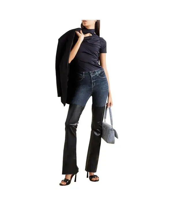 L'Agence High-waisted Coated Flared Jeans