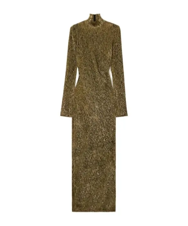PETAR PETROV Metallic Pleated Maxi Dress