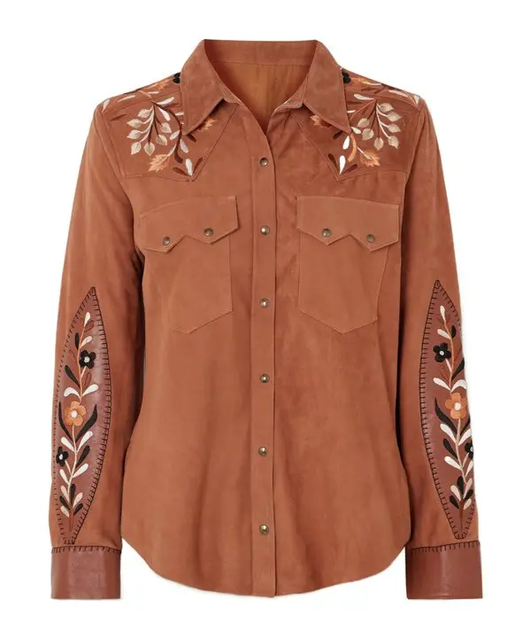 FORTELA Embroidered Suede Shirt