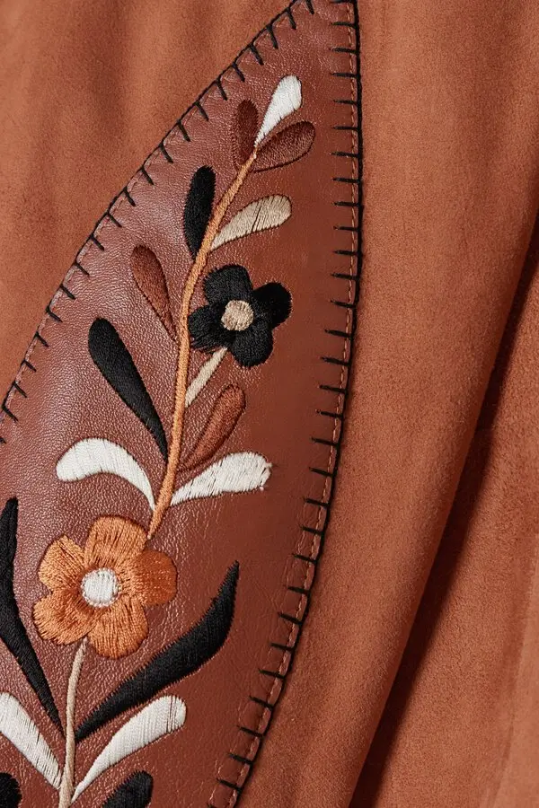FORTELA Embroidered Suede Shirt
