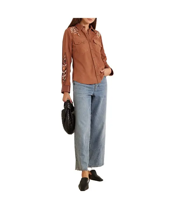 FORTELA Embroidered Suede Shirt