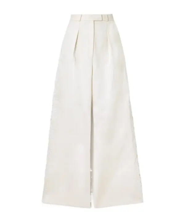 SAFIYAA LONDON Wide-leg Trousers With Raised Lace Trim
