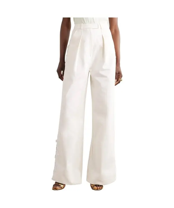 SAFIYAA LONDON Wide-leg Trousers With Raised Lace Trim