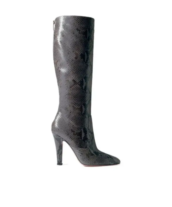 Paris Texas Snake-effect Leather Knee Boots