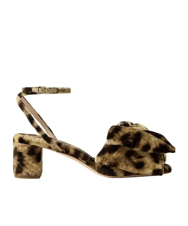 LOEFFLER RANDALL Carmen Leopard-print Velvet Bow Sandals