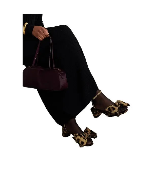 LOEFFLER RANDALL Carmen Leopard-print Velvet Bow Sandals
